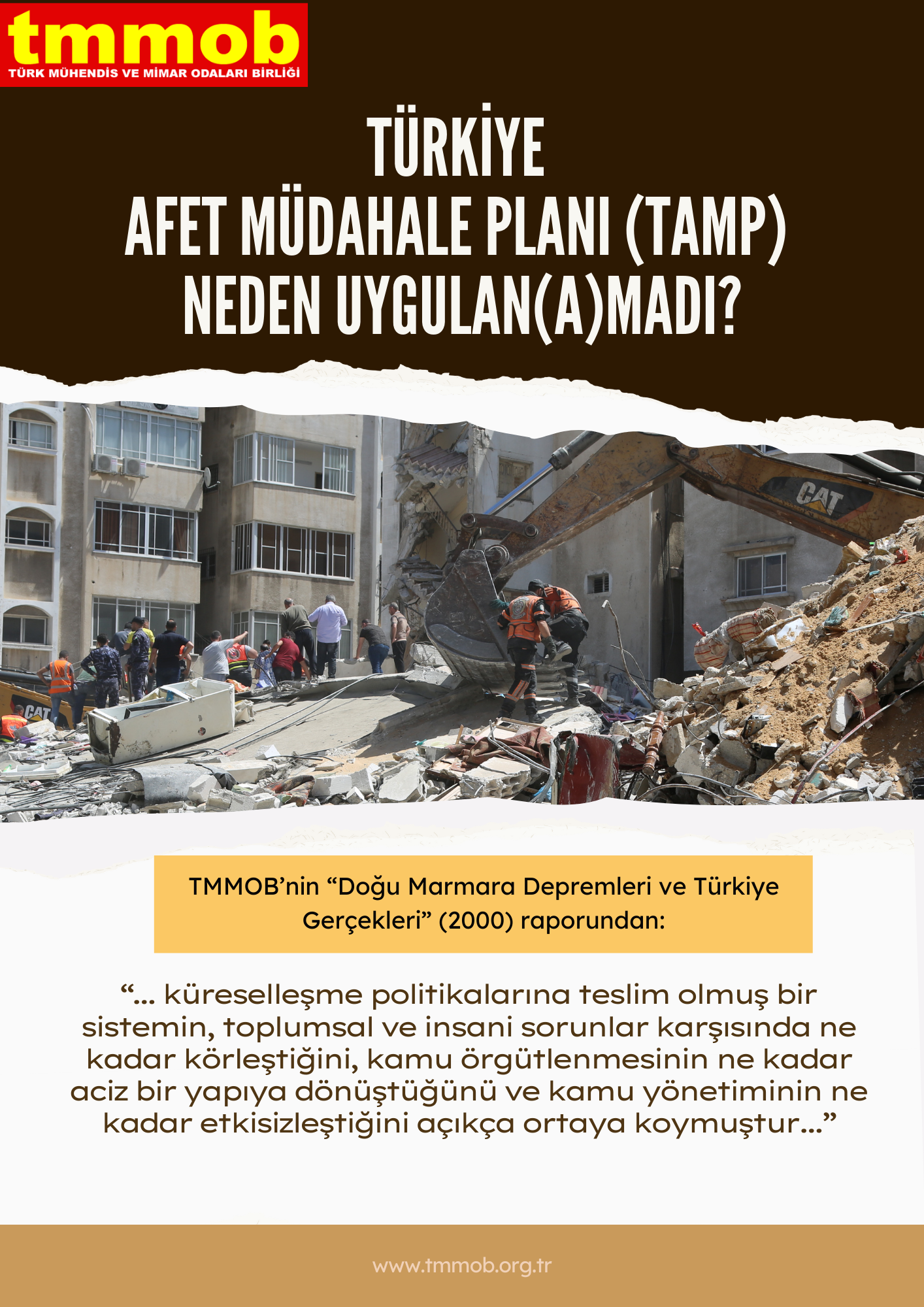 TÜRKİYE AFET MÜDAHALE PLANI (TAMP) NEDEN UYGULAN(A)MADI? | www.tmmob.org.tr